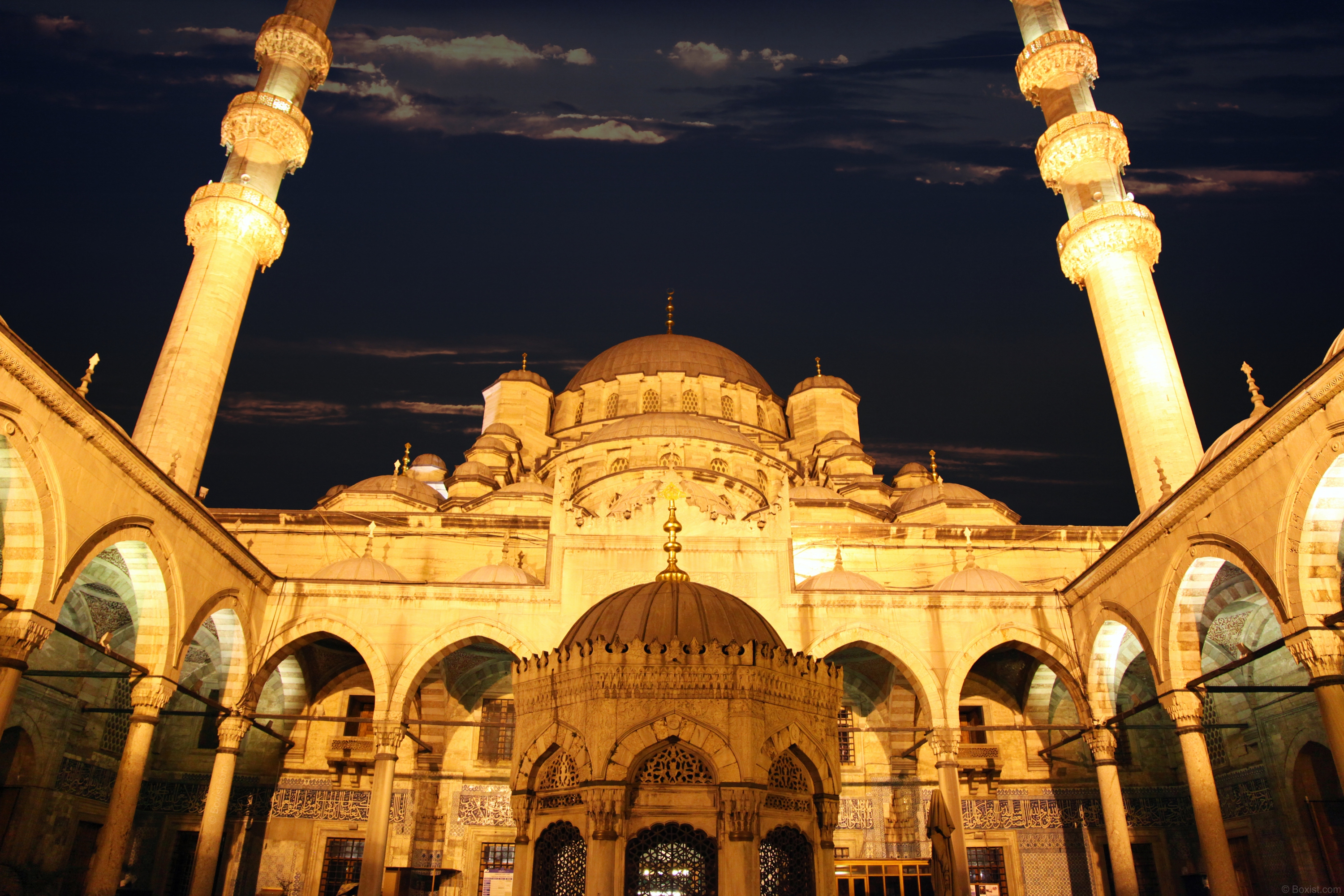 Front Domes of the New Mosque in Istanbul At Night / Stock Photo - Sam ...